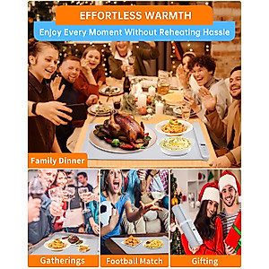 Electric Warming Tray, Food Warming Mat - Graphene Full Surface Heating Silicone Heating Tray, 6 Temperature Settings, Auto Shut-Off, Rollable & Portable Food Warmer for Buffets Party, Everyday Use