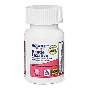 Women's Laxative Tablets, Bisacodyl 5mg 200ct (Two 100ct Bottles) by Equate Compare to Dulcolax Pink