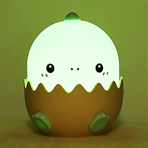 Dinosaur Night Light - Nightlight for Baby Nursery Cute Touch Egg Lamp Silicone LED Light Color Changing Squishy Light with USB Rechargeable for Kids Baby Boys Girls Toddlers Bedroom (Green color)