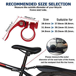 PSLER Bike Seat Post Clamp Bicycle Quick Release Seatpost for Mountain Tube Bike 28.6mm MTB Bike Road Bike Casual Bike Seatpost Clamp (Red-28.6mm)
