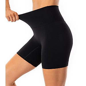 Lavento Women's All Day Soft Yoga Shorts 6 Inch - Workout Gym Running Active Biker Shorts for Women (Black, 6)