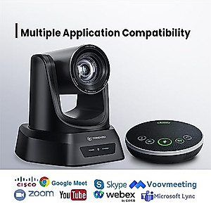 TONGVEO Conference Room HDMI 60fps USB3.0 Camera System with Bluetooth Microphone and Speaker | 3X Optical Zoom 1080P PTZ Video Camera Kit |with Speakerphone | for Church Home Office(UVC1.1)