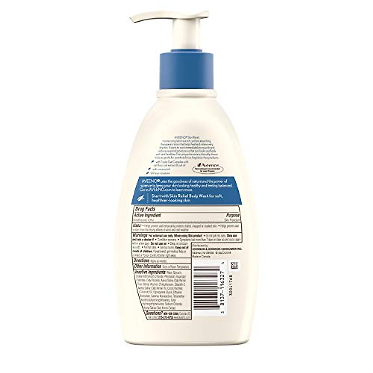 Aveeno Skin Relief Moisturizing Lotion with Scent Triple Oat Complex Dimethicone Skin Protectant for Sensitive ExtraDry Itchy Skin, Coconut, 12 Fl Oz
