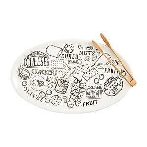 Mud Pie Charcuterie Platter Set, White, 8.5" x 14"