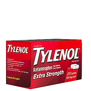 Tylenol Extra Strength Caplets with 500 mg Acetaminophen, Pain Reliever & Fever Reducer, 225 ct