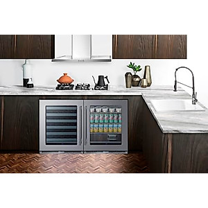 Summit 24 Inch Wine Cellar Shallow Depth Wine Refrigerator, Dimmable LED Light, Lock, Commercial or Residencial Use- SDHW2442(RHD, Stainless Steel)