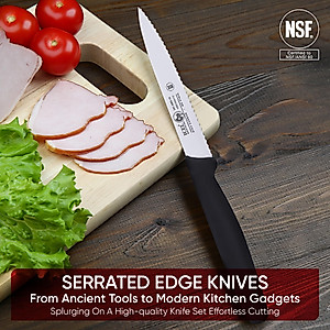 Light 'n' Mighty Paring Knives Set – Serrated Paring Knife Set of 6 – Stainless Steel Kitchen Paring Knives – Small Kitchen Knives for Meal Prep – 4-inch Blade Sharp Paring Knives