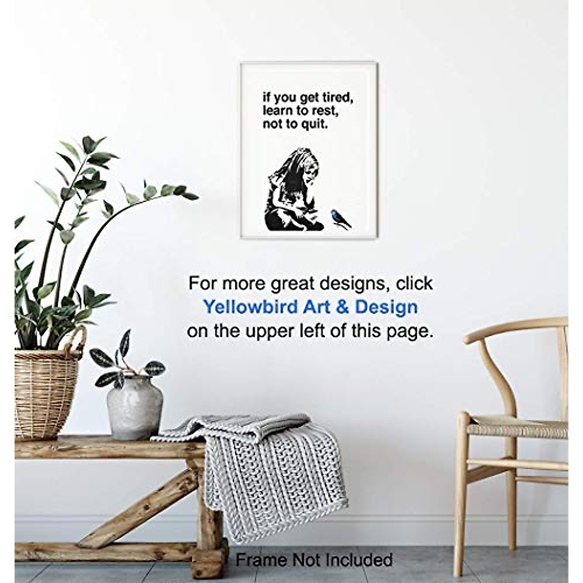 Banksy Poster Home Decor - Motivational, Inspirational Graffiti Wall Art Print - Unique Room Decorations for Office, Bedroom - Gift for Street Art, Mural Fans - 8x10 Photo Unframed - If You Get Tired