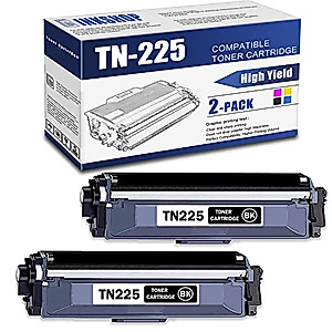 TN225 Compatible TN-225 Black High Yield Toner Cartridge Replacement for Brother TN-225 HL-3140CW HL-3150CDN MFC-9130CW MFC-9140CDN DCP-9015CDW Toner.(2 Pack)