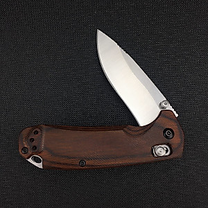 Manual Open North Fork 15031-2 Knife, Axis Lock Knife with 2.8 Inch D2 Steel Blade, Wood Handle, EDC Folding Pocket Knife with Thumb Stud, Belt Clip