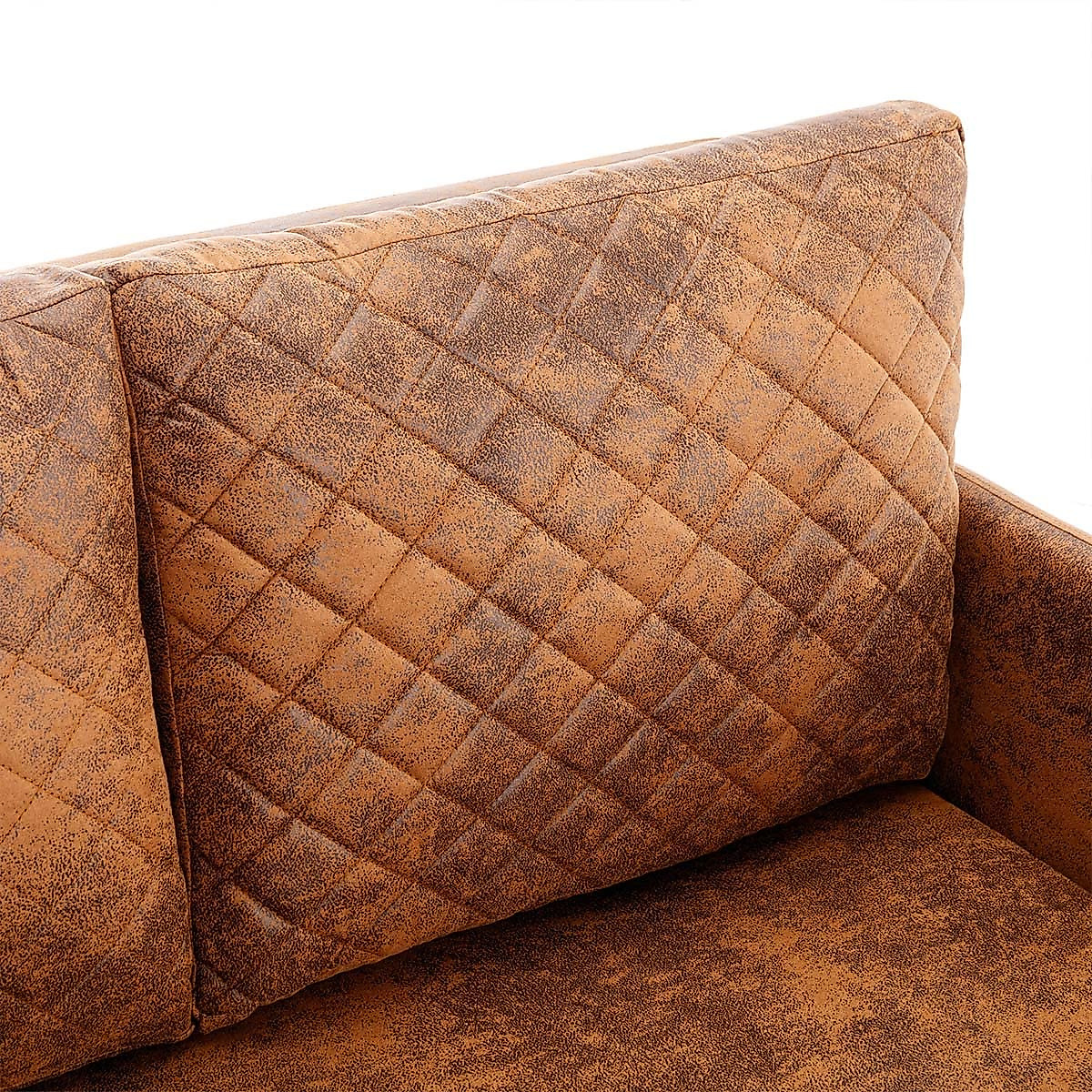 Lin-Utrend 46" Convertible Sleeper Sofa Bed, Modern Loveseat Couch with Pull Out Bed, Small Love Seat Futon Sofa Bed with Headboard, 2 Pillows Side Pockets for Living Room Apartment (Coffee)