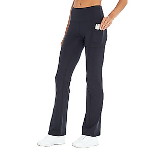 Bally Total Fitness Women's Standard High Rise Pocket Slim Bootcut Pant, Black, Large
