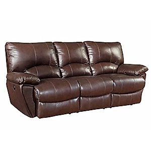 Coaster Clifford Casual Dark Brown Faux Leather Upholstered Double Reclining Sofa (CO-600281), 39" L x 88" W x 38" H