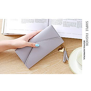 Womens Wallet Ultra Slim Pu Leather Credit Card Holder Clutch Hand holding trendy Wallets for Women(purple)