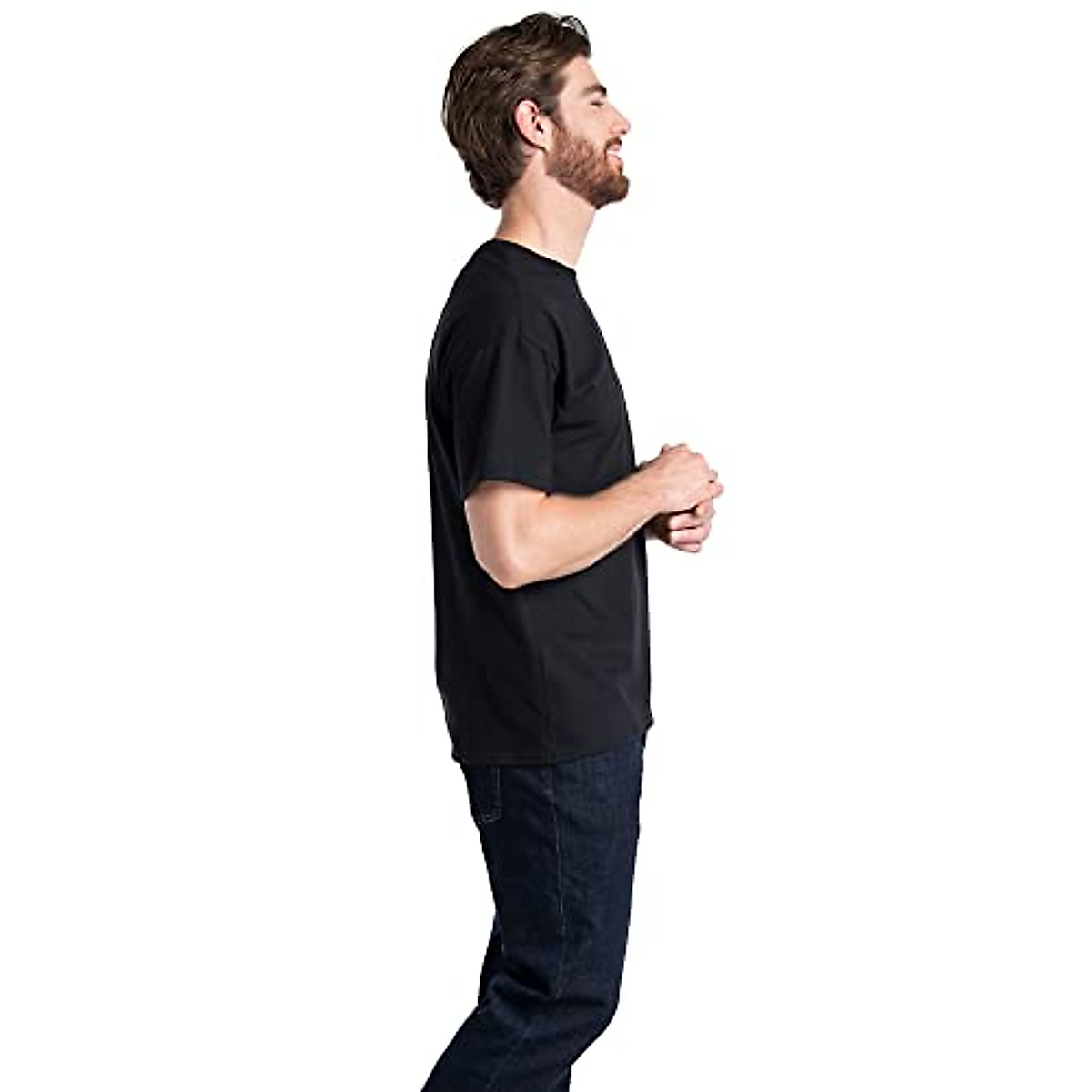 Fruit of the Loom Men's Eversoft Cotton T-Shirts (S-4XL), Crew-2 Pack-Black, 4X-Large