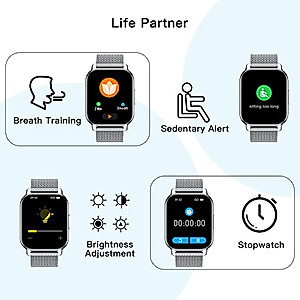 Popglory Smart Watch Call Receive/Dial, 1.85'' Smartwatch with AI Voice Control, Blood Pressure/SpO2/Heart Rate Monitor, Fitness Tracker Watch with 2 Straps for Men & Women iOS & Android Phones