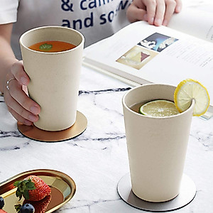 Roucerlin 4 Pack 20 OZ Wheat Cup, Unbreakable Reusable Wheat Straw Drinking Cup, Coffee, Tea, Water, Beer, Milk, Juice Cup, Stackable Travel Cup (Beige)