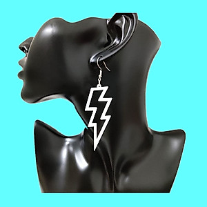 Retro Halloween Lightning Bolt Earrings 80s Neon Earrings Accessories for Women Acrylic Funky Earrings for 80's Party Favor