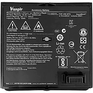 VANPIR 300769-003 32Wh Black Battery Replacement for Bose Sounddock Portable Digital Music System SoundLink Air Series 300769-002 300769-004 300769-001 300770-001 4ICR19/66 16.8V 2200mAh