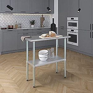 18" X 36" AmGood Stainless Steel Work Table | NSF Metal Prep Table | Commercial & Residential Kitchen Laundry Garage Utility Bench