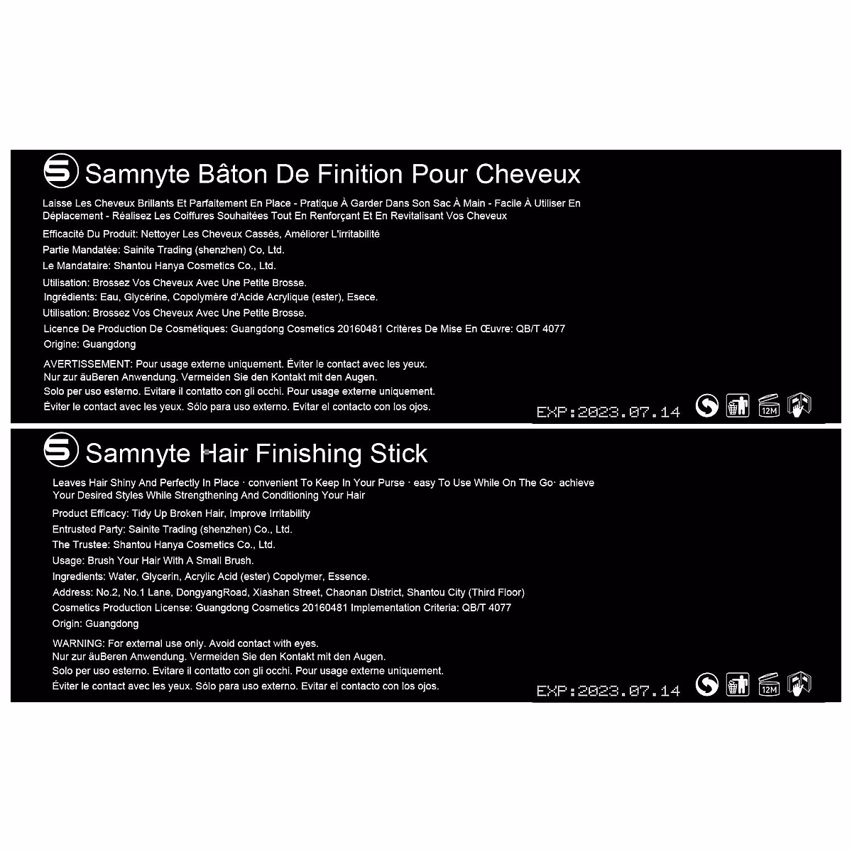 Hair Finishing Stick, 2 Pack - 0.7 Fl.Oz Hair Mascara for Taming Flyaways, Not-Greasy Hair Gel Stick