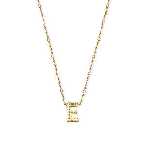 Kendra Scott Letter E Pendant Necklace for Women, Fashion Jewelry, 14k Gold-Plated Brass, Gold Metal, Letter E