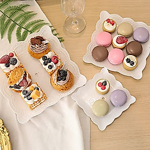 Barelove 3 Tier Plastic Cupcake Stand, Cake Display Tiered Serving Tray, 2 Pack Plastic Dessert Pastry Candy Platter Holder Tower for Wedding, Birthday, Tea Party, Baby Shower Decor (Square, White)