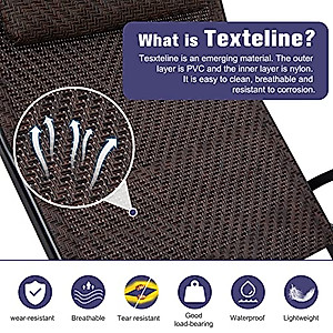 Kinpaw Stepless Adjustable Rocking Loung Chair - 2-Person Automatic Recling Chair Outdoor Textilene Zero Gravity Folding Recliner Chair with Breathable Textile Fabirc & Aluminum Frame, Brown