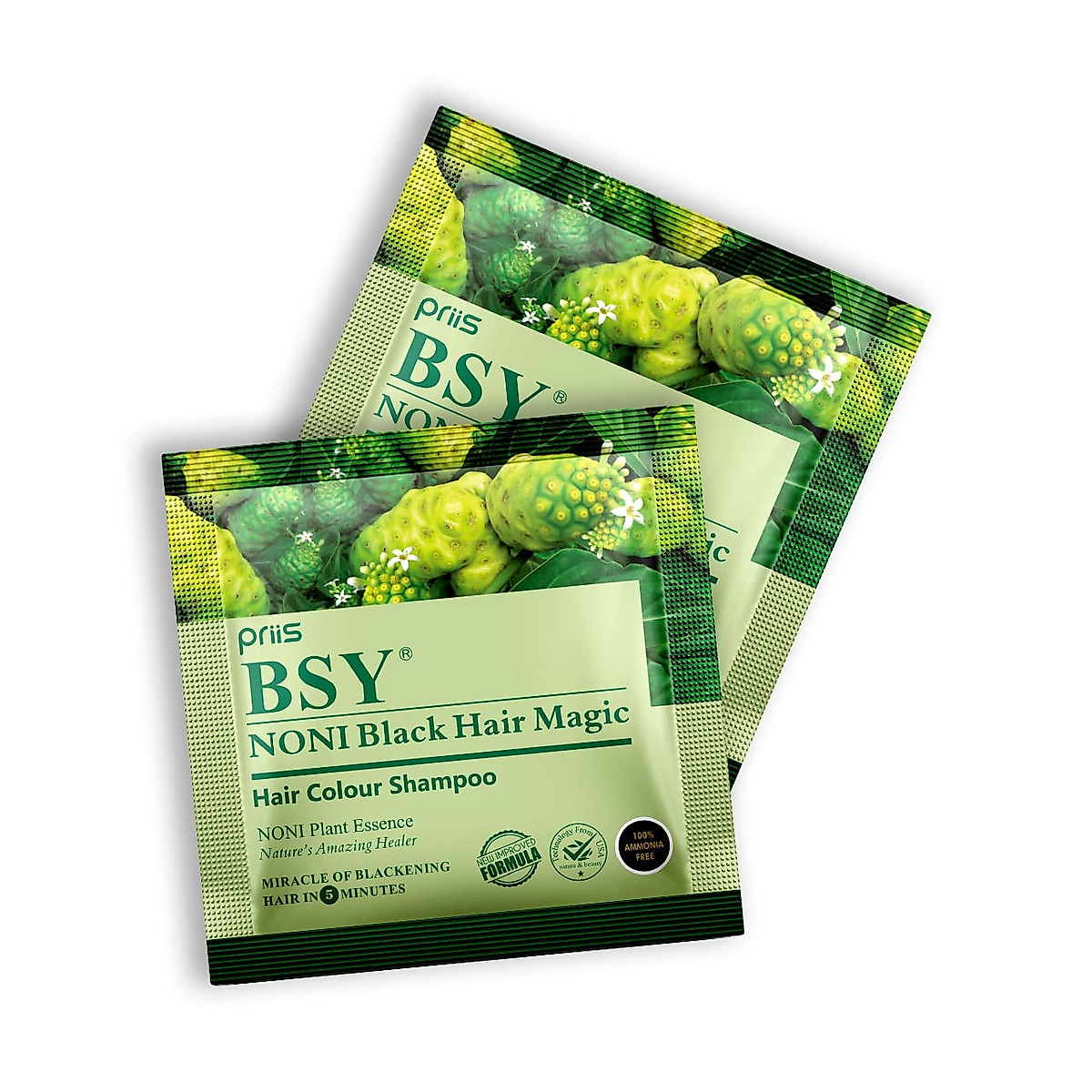 BSY Noni Black Hair Magic (12ml X 20 Sachets) | Hair Dye | Hair Shampoo |100% Ammonia Free | Anti Hair fall Hair Color |Fruit based Hair Color Shampoo| 5 minutes hair color | noni hair color