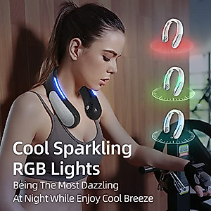 ZAPAL Portable Neck Air Conditioner Fan, Personal Rechargeable Cooling Neck Fans for Travel Camping Outdoor, Battery Operated Wrap-around Electric Fans for Men Women Kids, 3 Mode 3 Speed USB Fan Black