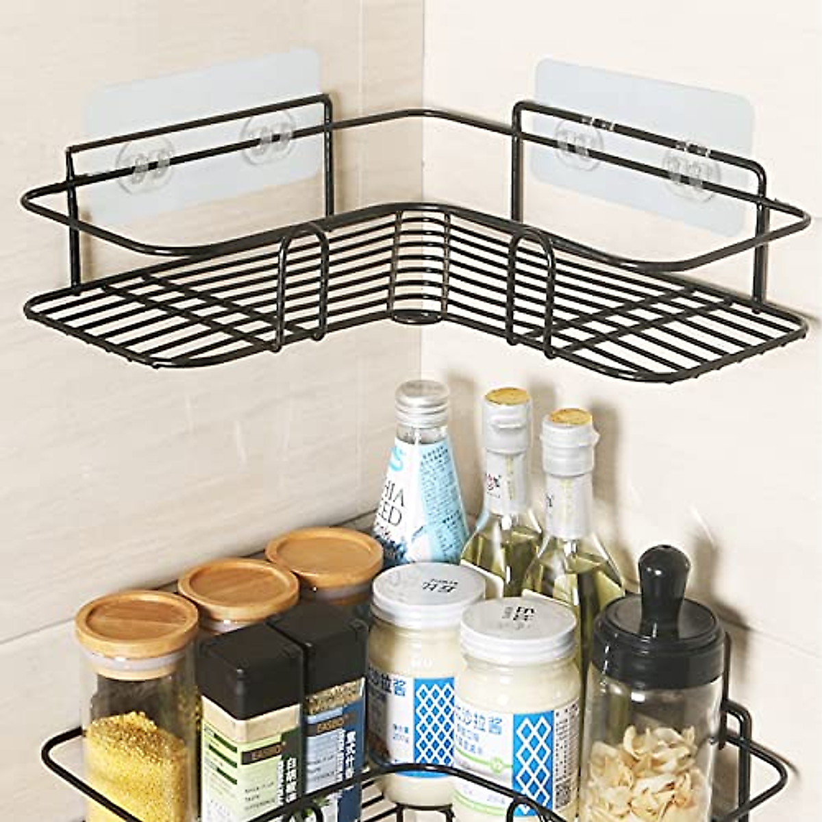 8 Pack Shower Caddy Adhesive Hooks Sticker Strong Adhesive Wall Hooks Waterproof Adhesive Hooks for Bathroom Storage Shelves and Kitchen Racks (Double Hook)