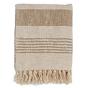 Striped Cotton Throw with Tasseled Trim