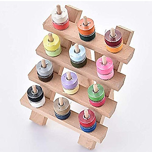 CHZIMADE 12 Spools Wooden Thread Rack Sewing and Embroidery Thread Holder Sewing Storage