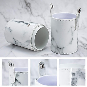 Marble Makeup Brush Set With Case - 10 PCS Marble Makeup Brushes - 4 PCS Makeup Sponges - Makeup Brush Holders - Professional Beauty Blender and Brush Set (15 pieces)