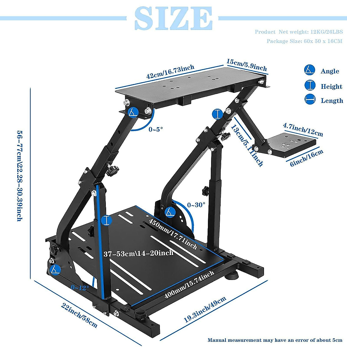 Marada Racing Wheel Stand Steering Wheel Stand Ultra-stable 4 Support Arms fit for Logitech, G25 G27 G29 G920 T300RS, Sim Racing Stand, No Steering Wheel Pedal Shifter Handbrake