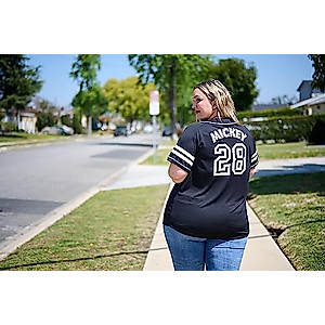 Disney Mickey Mouse 28 Womans Jersey Shirt Button (Black, XX-Large)