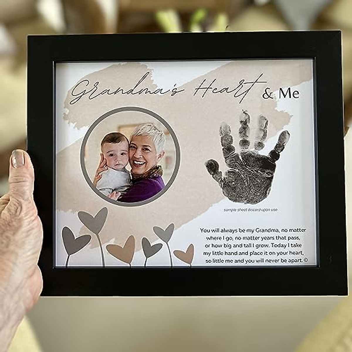 Baby Child Keepsake Handprint Frame for Grandma with Poetry - Loving Gift for Grandma for Christmas, Mother's Day- Made in USA