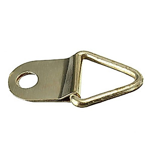 Ioffersuper 200Pcs/Pack Golden Brass Triangle Photo Picture Frame Wall Mount Hook Hanger Ring (20 pcs)
