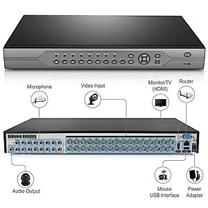 Evertech 32 Channel 32CH H.265 Hybrid DVR Recorder 4-in1 for HD TVI AHD CVI and Analog 1080P Home Business Security Surveillance Camera Systems + 4TB Hard Drive Memory for 24/7 Recording Remote Access