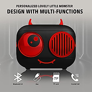 ENUOSUMA Kids Bluetooth Speaker, Cute Bluetooth Speaker, Helloween Devil Small Bluetooth Speakers with Loud Stereo Sound, Little Cute Speakers Support TF Card/Aux/MIC, for Kids Boys Girls Teens, BS29