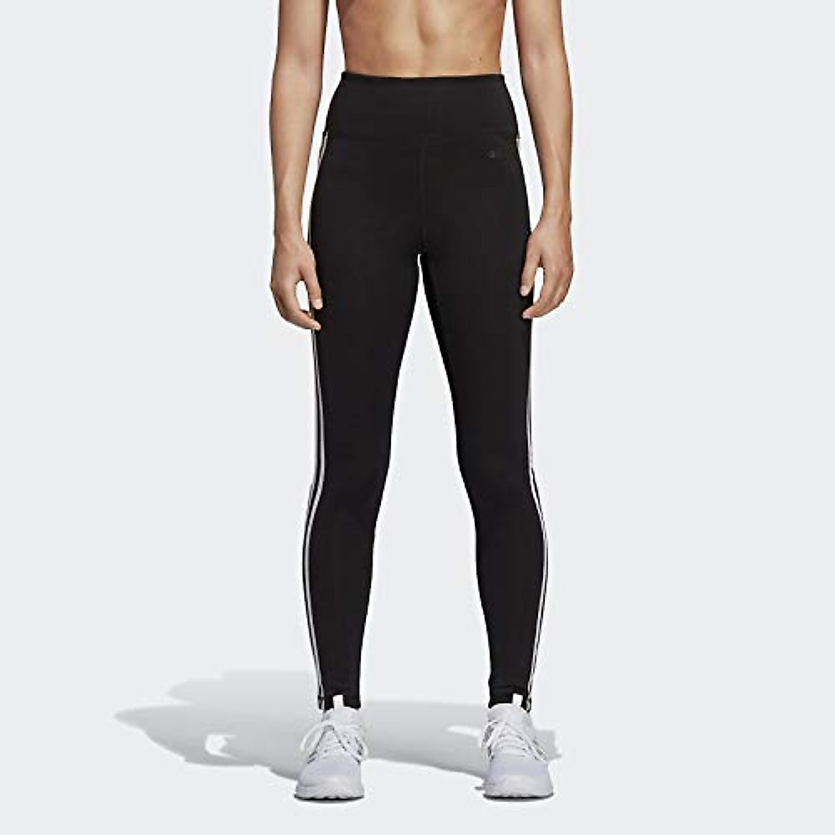 adidas womens Designed 2 Move 3-Stripes High-Rise Long Tights Legacy Blue/Signal Pink Large