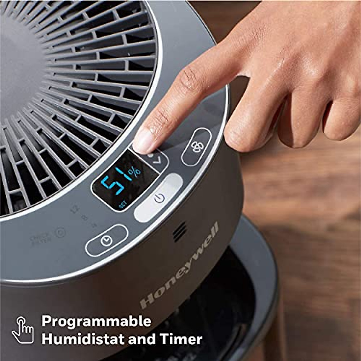 Honeywell Top Fill Tower Humidifier, Digital Humidistat, Black – Cool Mist Humidifier for Bedroom, Home or Office with Space Saving Tower Design