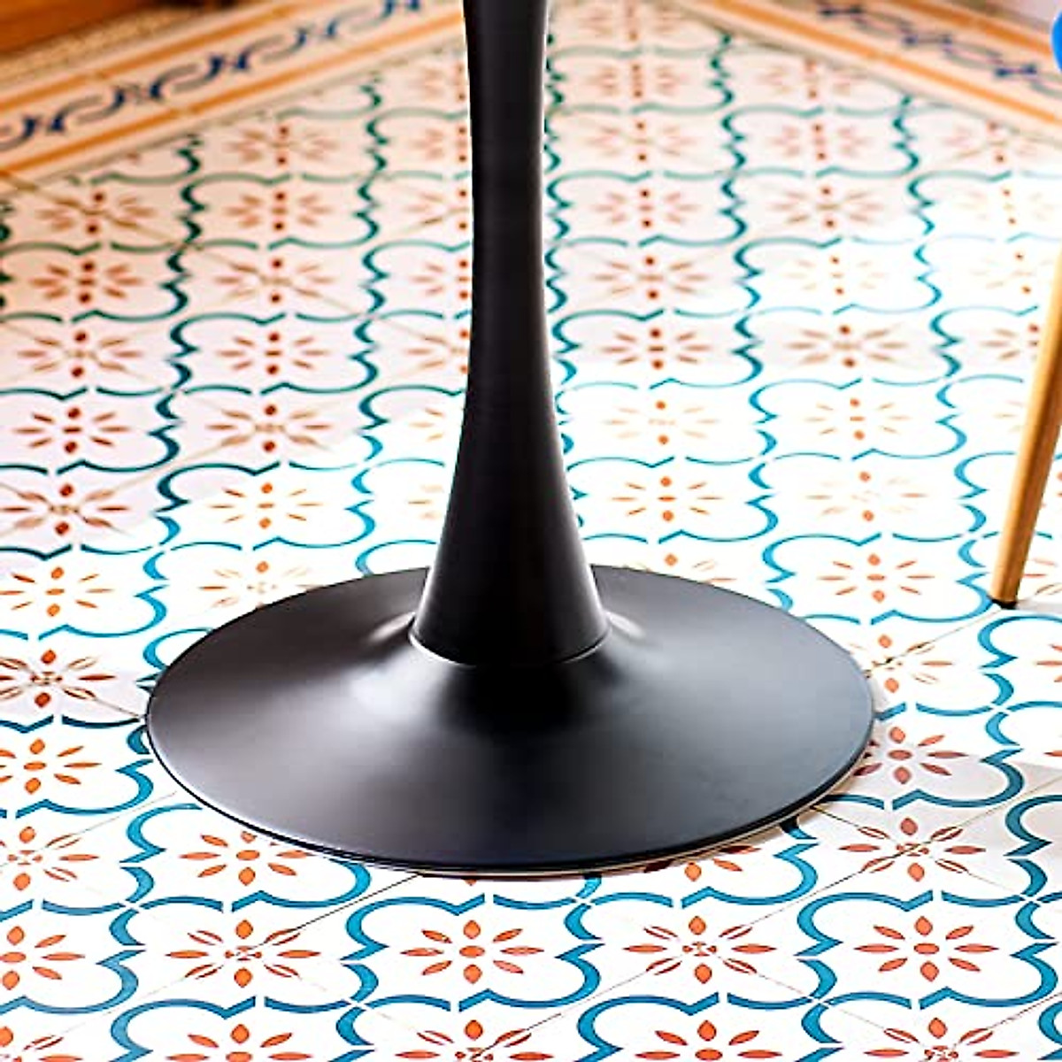 VONLUCE 32 Inch Round Dining Table with Faux Marble Top for Kitchen Bar Patio and More, Modern Small Coffee Table Living Room Accent Table with Tulip Style Metal Base and 165lb Capacity for 2-4, Black