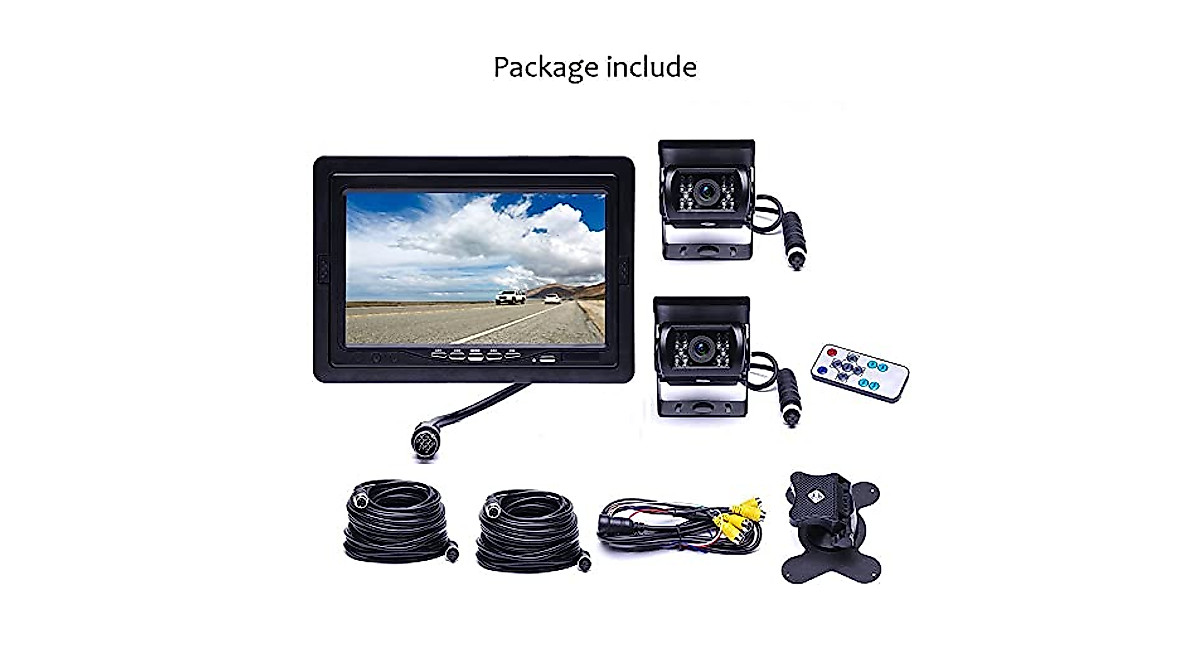 Camecho Backup Camera System with 7" Split Monitor