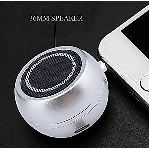 Mini Speaker with 3.5mm Aux Input Jack, 3W Loud Portable Speaker for iPhone iPod iPad Cellphone Tablet Laptop, with USB Rechargeable Battery, Gift Choice for Kids, Silver