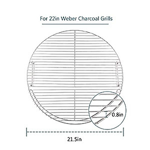 KAMaster Stainless Steel Cooking Grate for 22 in Weber Charcoal Grills 21.5 in Round Hinged Cooking Grid Grill Accessory Replaces for Weber Original Kettle Series