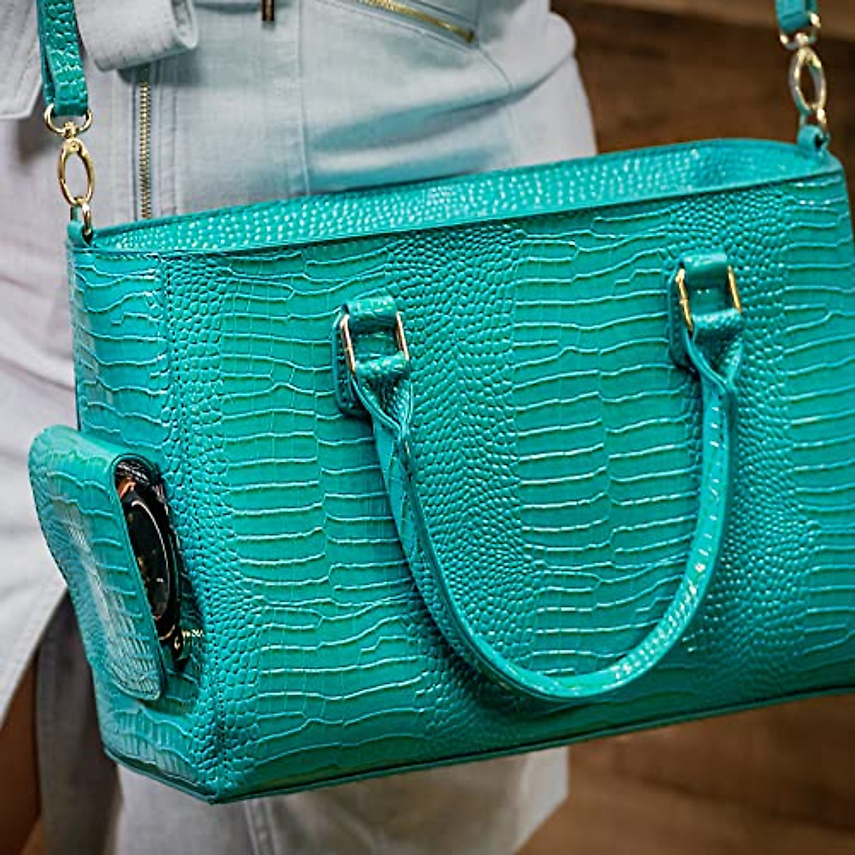 Primeware Insulated Drink Purse w/ 3L Bladder Bag | Thermal Hot and Cold Storage | Portable Drinking Dispenser for Wine, Cocktails, Beer, Alcohol | PU Leather Finish (Blue Burmese)