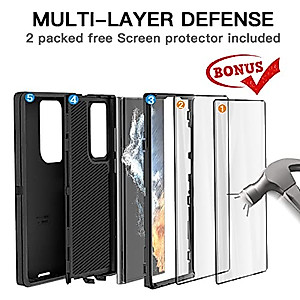 AICase Bundle for Galaxy S22 Ultra Case with Screen Protector (Bundle of Purple/Pool Blue Case+Black Case)