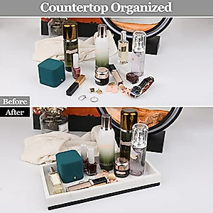 Vanity Tray-SYNPIE Resin 11.8in Decorative Bathroom Countertop Tray for Dresser Countertop Tray Organizer for Jewelry Cosmetics Kitchen Sink Tray Soap Towels Holder Tray - Small