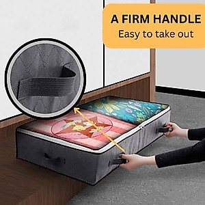 BRANDEGY Under Bed Storage Containers , 6 Pack Storage Bags – Sturdy Fabric, Clear Window and 4 Reinforced Handles – Underbed Storage Containers For Organizing Clothes, Bedding, Toys, Comforter, Towels And Pillows(Grey)